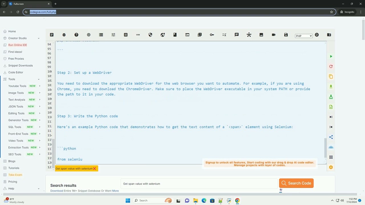 Get span value with selenium