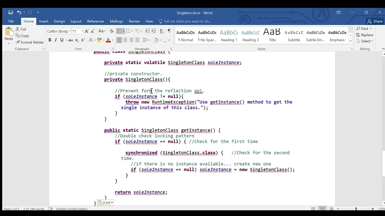 Singleton Design Pattern Explanation and Implementation in Java