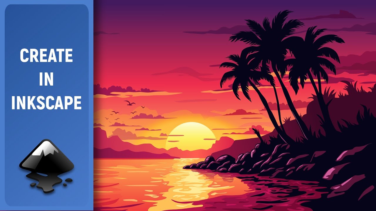 Vector Sea Sunset. Made in Inkscape (Speed Art)