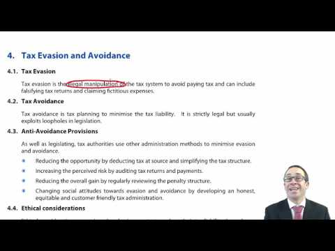 CIMA F1 Regulatory Environment, Tax Evasion and Avoidance