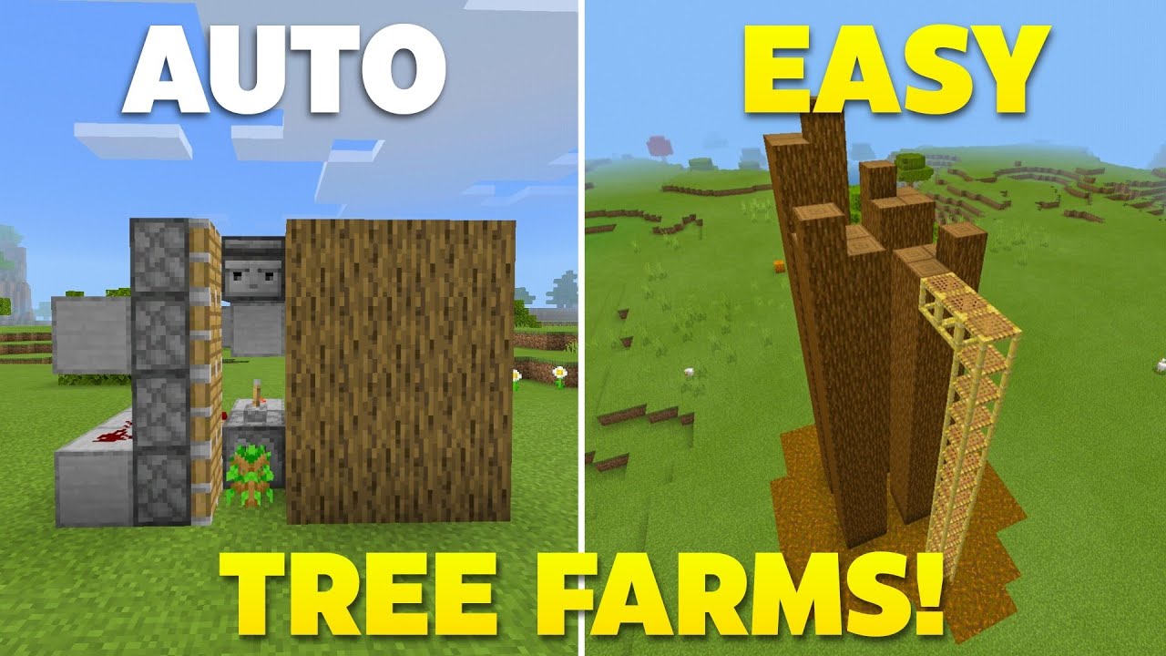 Easy Automatic Tree Farms Tutorial In Minecraft Bedrock! (fast ...