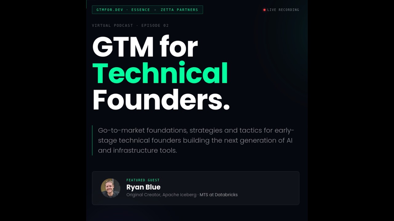 GTMfor.dev | Live Podcast w/ Ryan Blue, Creator of Apache Iceberg & Co-Founder of Tabular