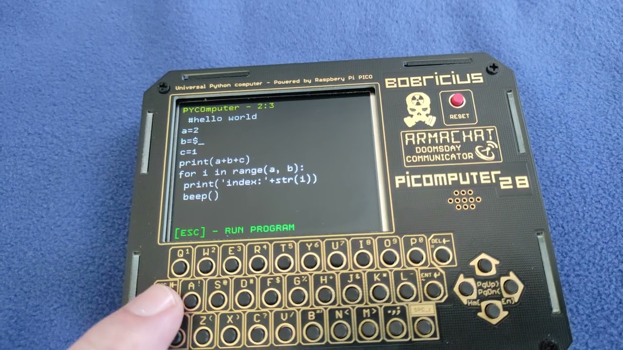#PICOmputer + onboard python editor = pocket PYCOmputer