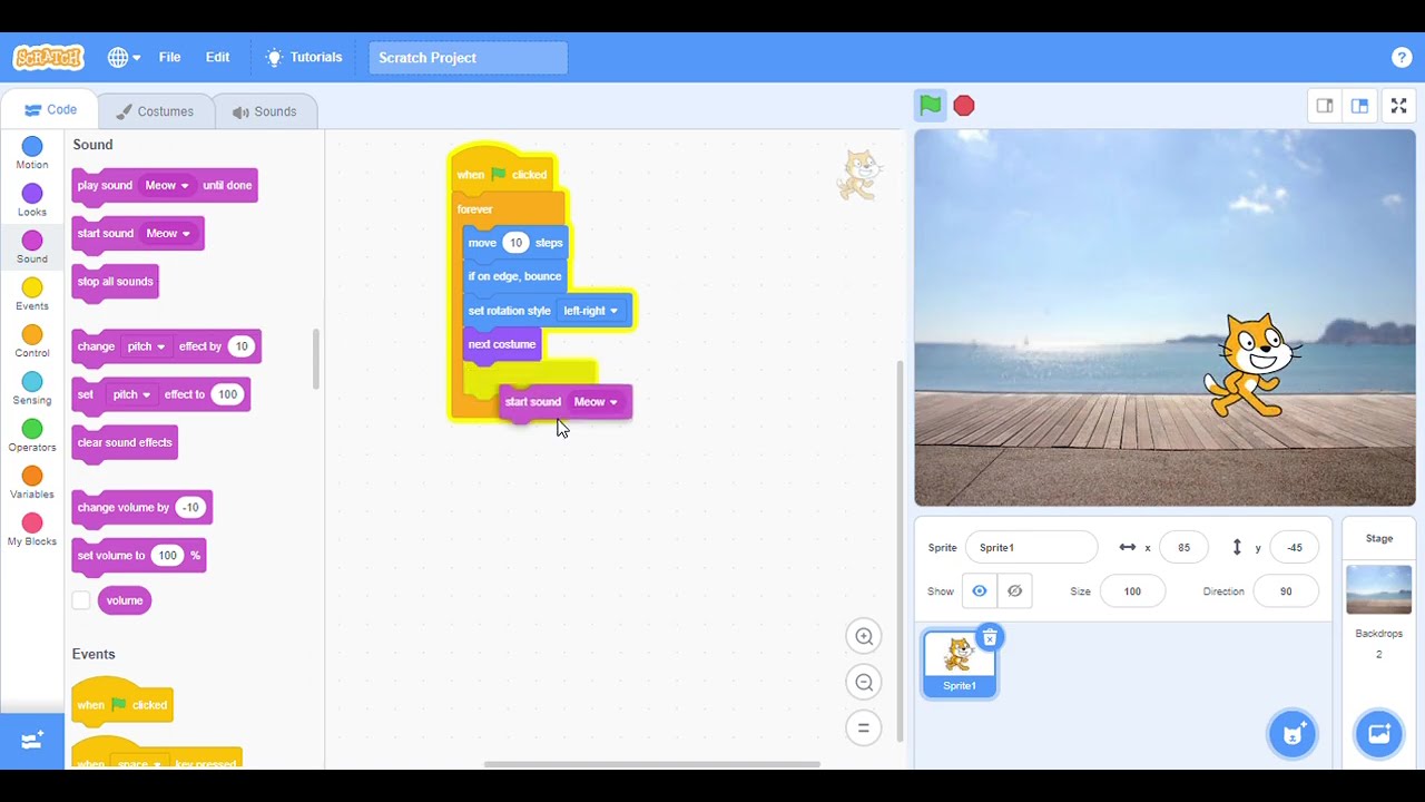Scratch Basics: Make the Cat Sprite Move