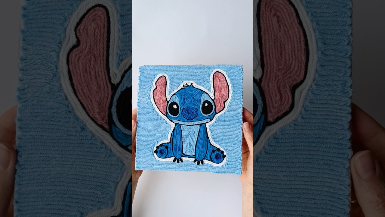 Stitch of threads, Yarn painting, easy idea #handmade #diy #craft #liloandstitch #shorts