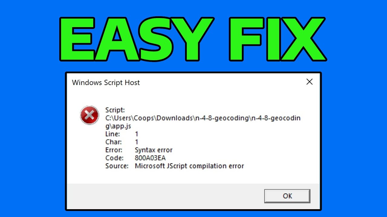 How To Fix Windows Script Host Syntax Error Code 800a03ea Microsoft Jscript Compilation Error