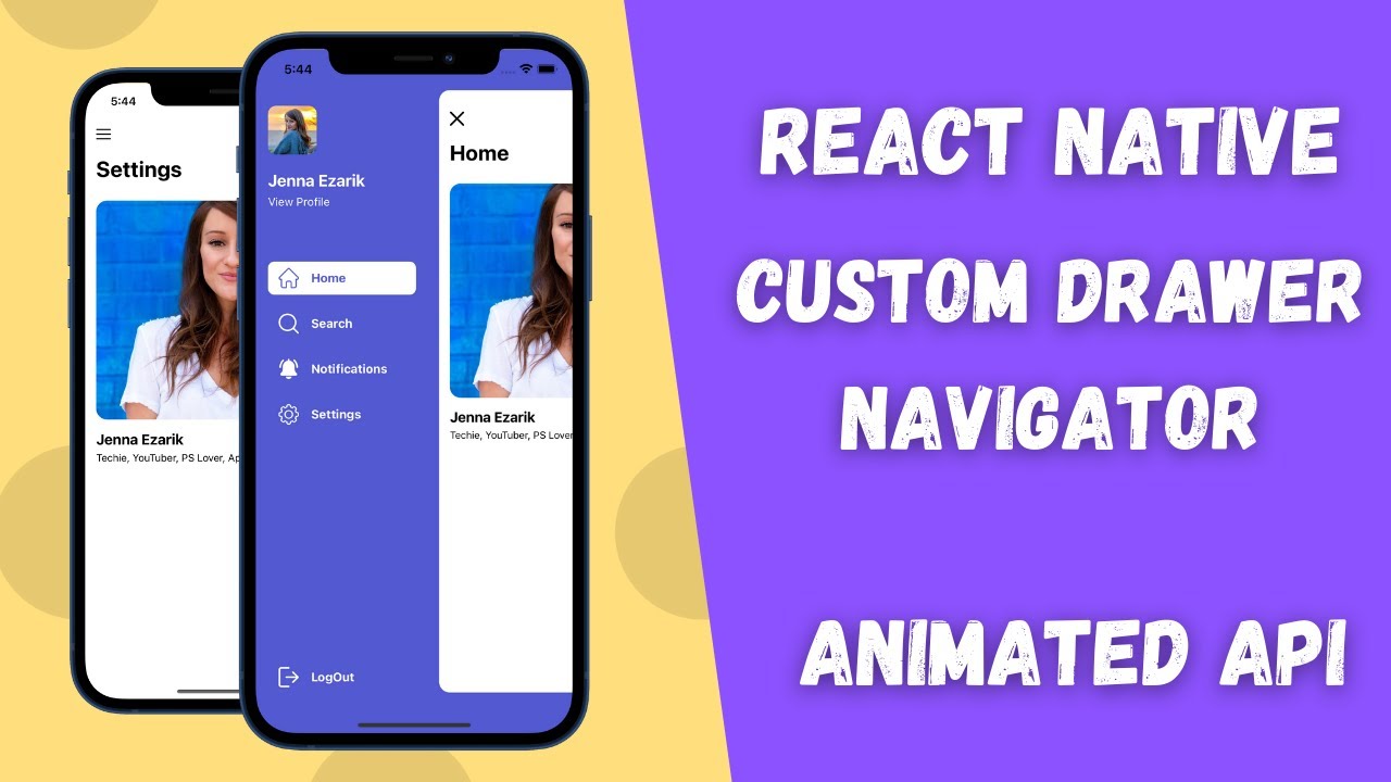 Custom Drawer Navigator in React Native | React Native Animated API