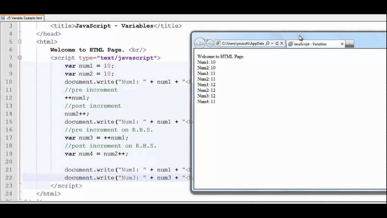 JavaScript Tutorial #5 - Working with Pre and Post Increment