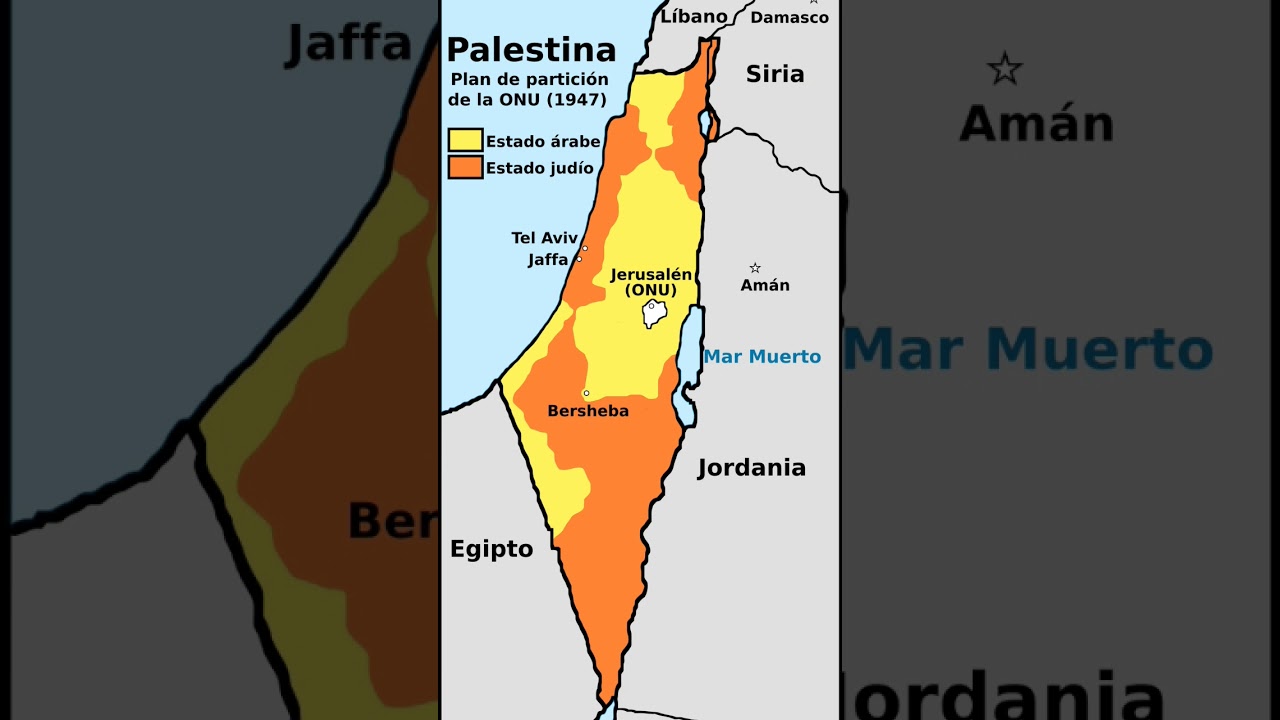 Mapa del conflicto entre palestina e Israel.