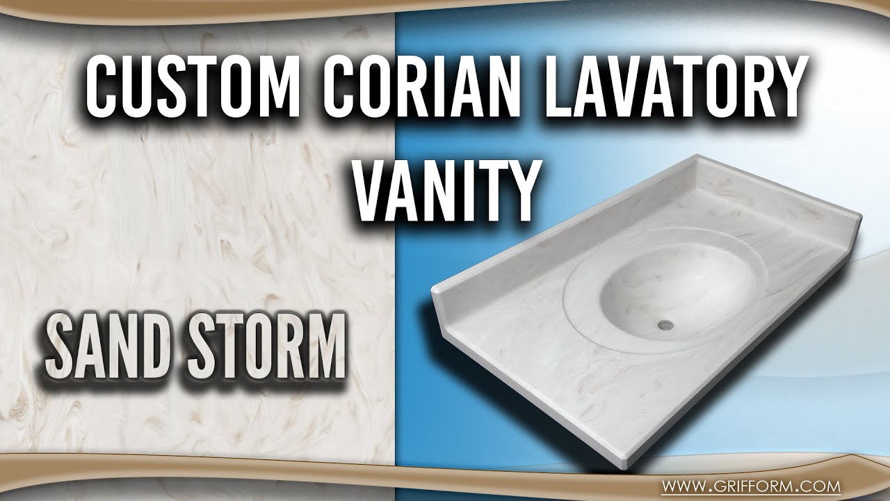 Custom Corian Lavatory Vanity | Sand Storm Color | Grifform Innovations