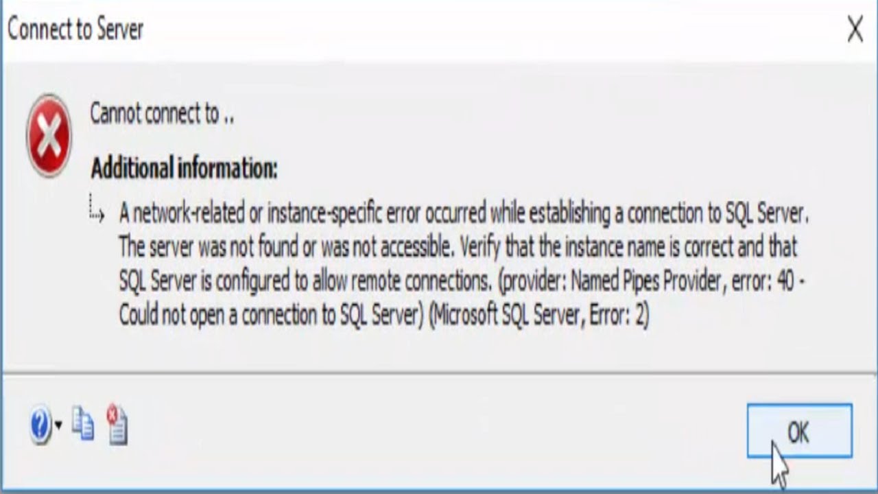 How to Solve error cannot connect to MS SQL Server error