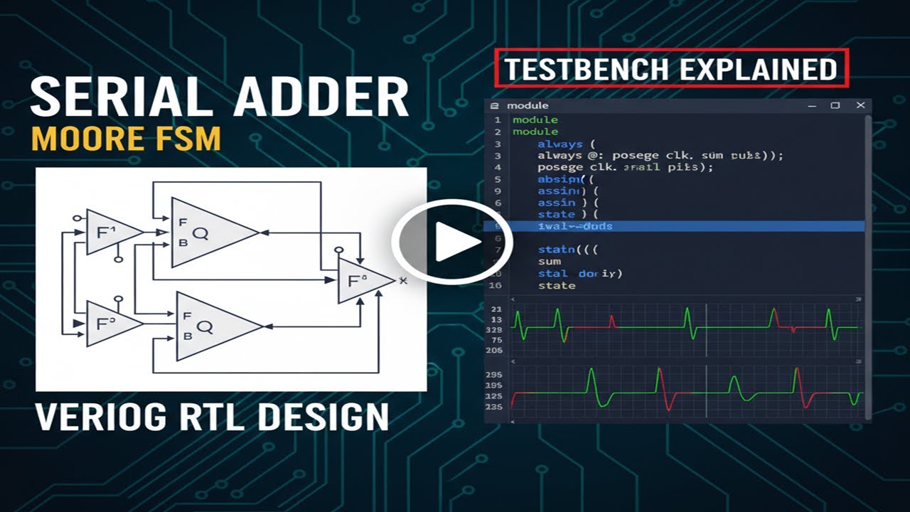 Serial Adder using Moore FSM | Verilog RTL Design & Testbench Explained