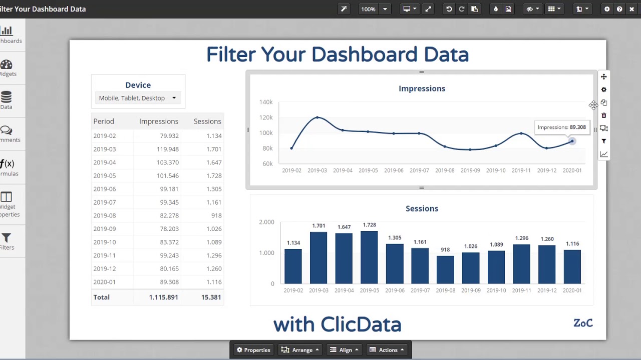 Filter your Dashboard Data with ClicData