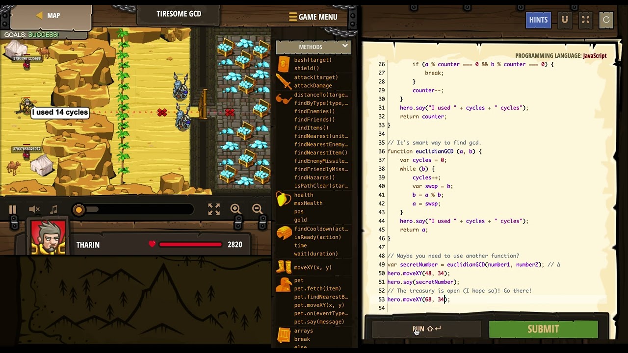 CodeCombat - Tiresome GCD - JavaScript