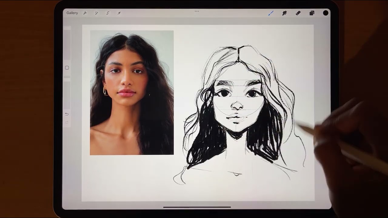 Sketching from reference in Procreate
