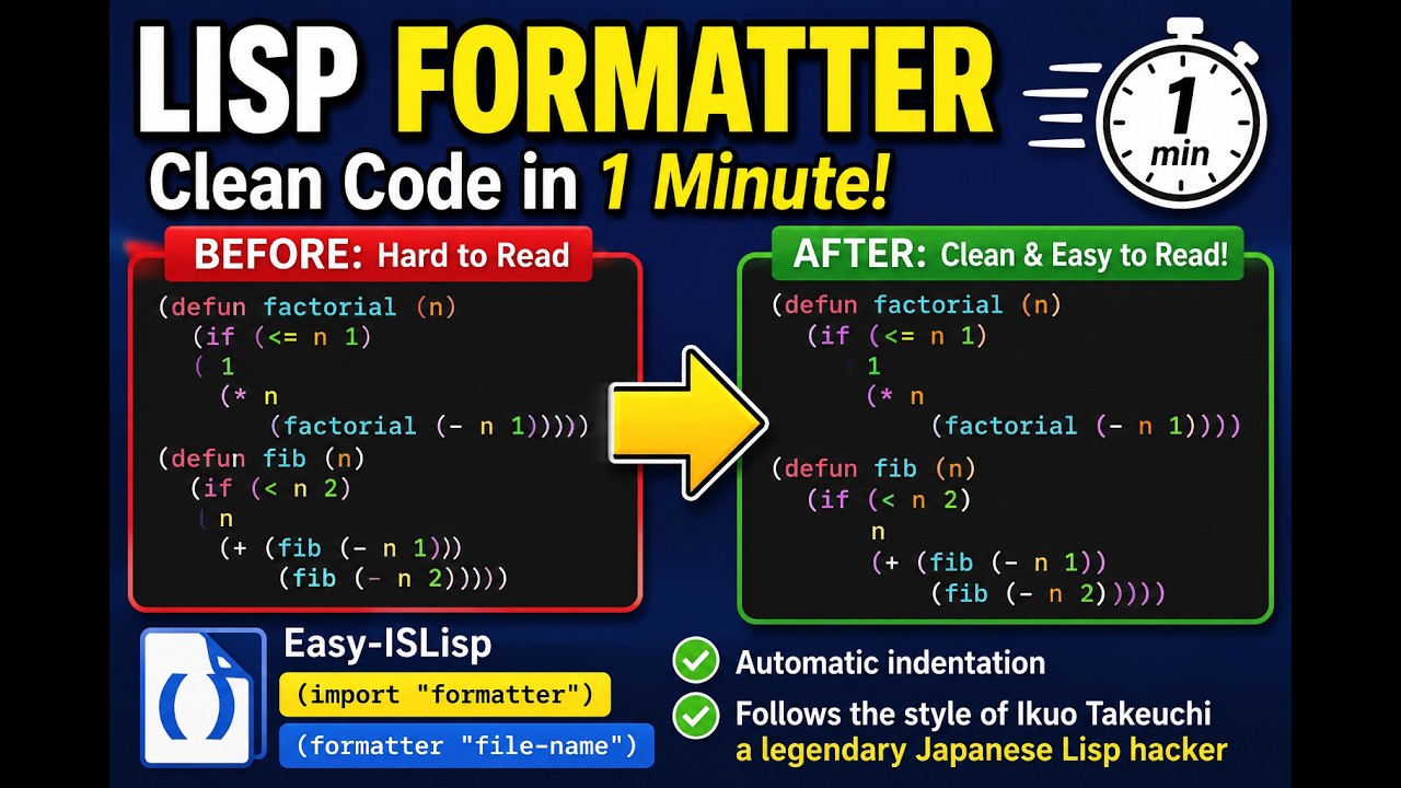 Lisp Formatter: Clean Code in 1 Minute