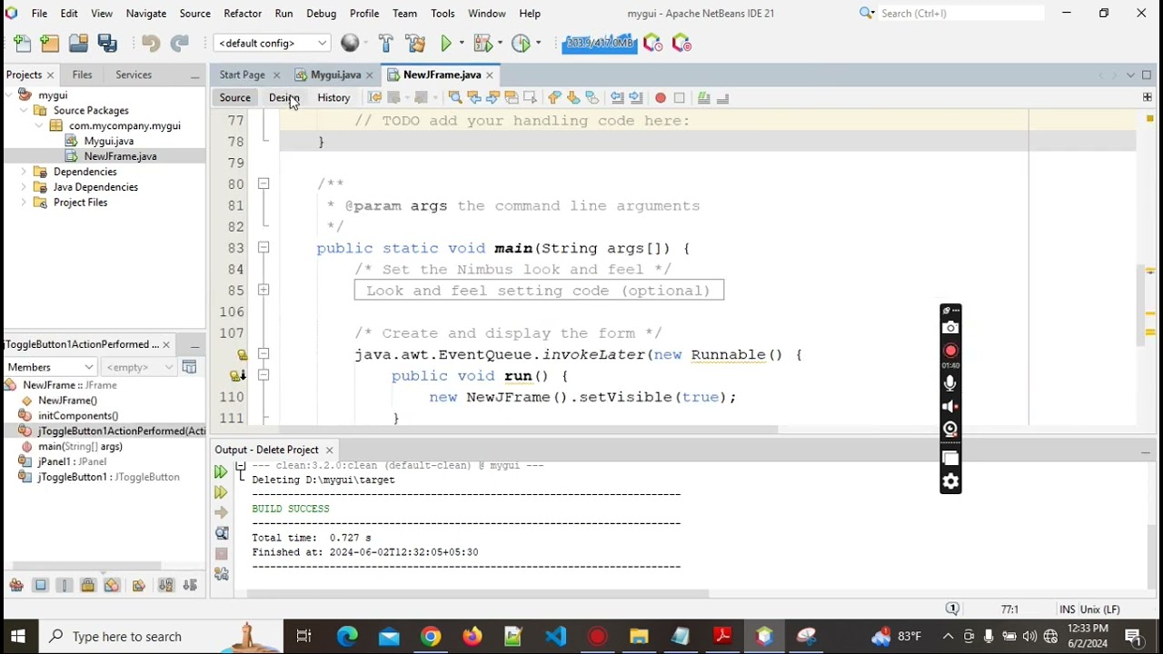 Netbeans Java Swing Toggle Button