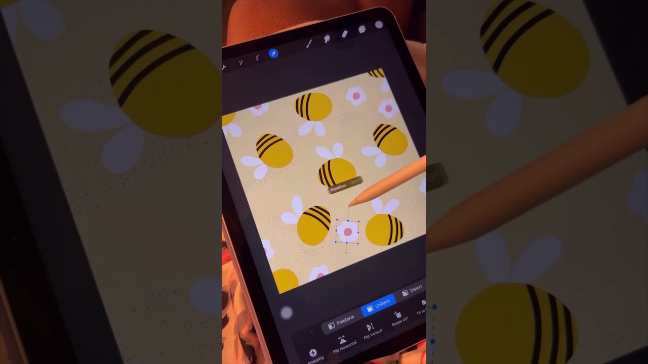 Seamless Pattern in Procreate | Floral Bee Repeat Pattern