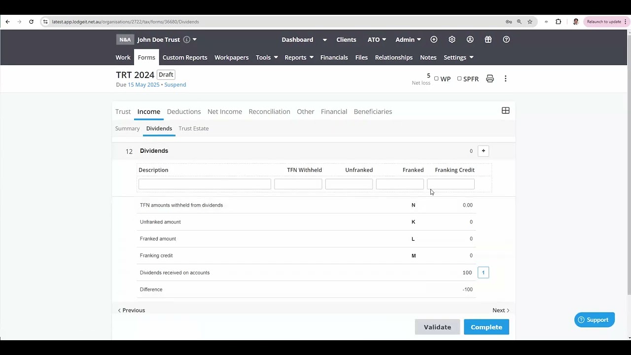 Trust tax returns - LODGEiT