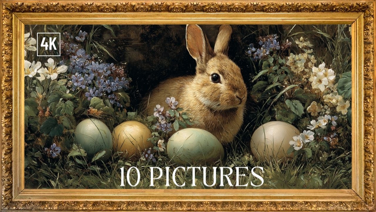 🐣 10 Vintage Easter Paintings | Frame TV Art | Cozy Easter Jazz Ambience | 4K