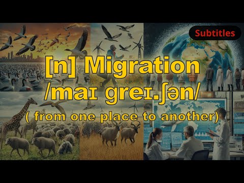 [n] Migration meaning (movement from one place to another) with 5 examples