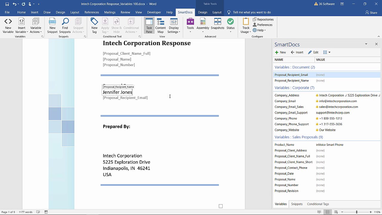 SmartDocs University (Sample): Inserting and Working with Variables – Overview
