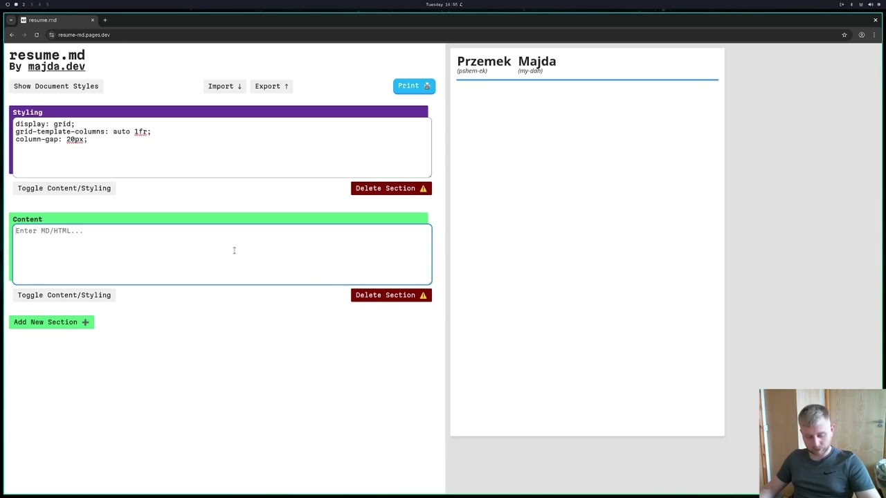 resume-md: Markdown to PDF with CSS styling