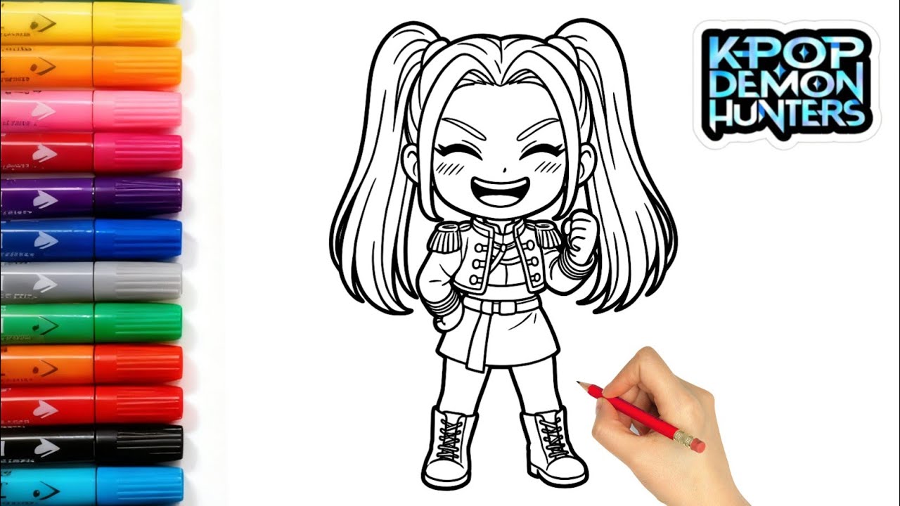 KPop Demon Hunters Golden Mira Coloring Book | Easy Coloring Page