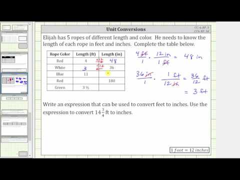 Convert Inches to Feet and Feet to Inches (CC:6.RP.3)