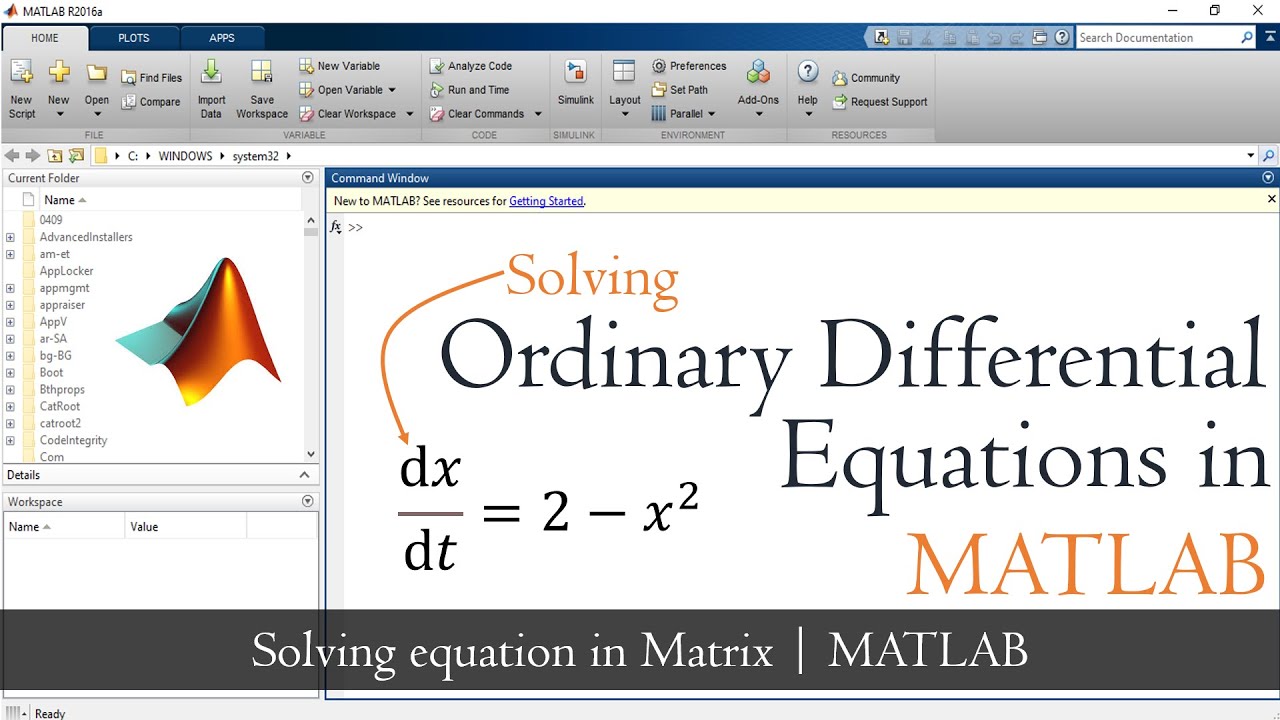 how to solve differential equations in matlab | MATLAB TUTORIAL | Ordinary Differential Equation