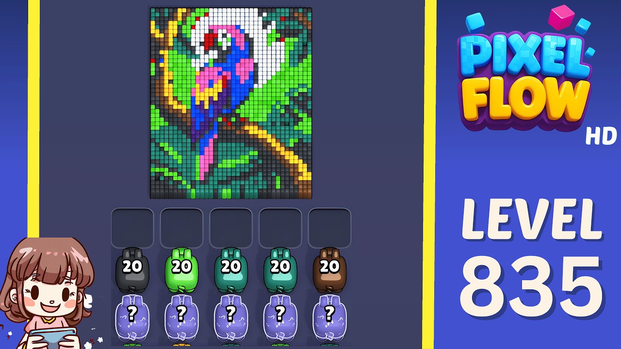 Pixel Flow Level 835 Solution Walkthrough