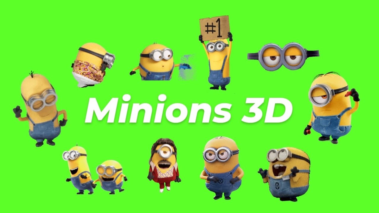 Animated Minions 3D GIF Green Screen Pack (Free Download)