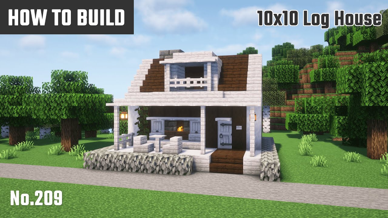 マイクラ建築：ペールオークとダークオークの小さい家の作り方。10x10ブロックで簡単に。No.209【Minecraft ...