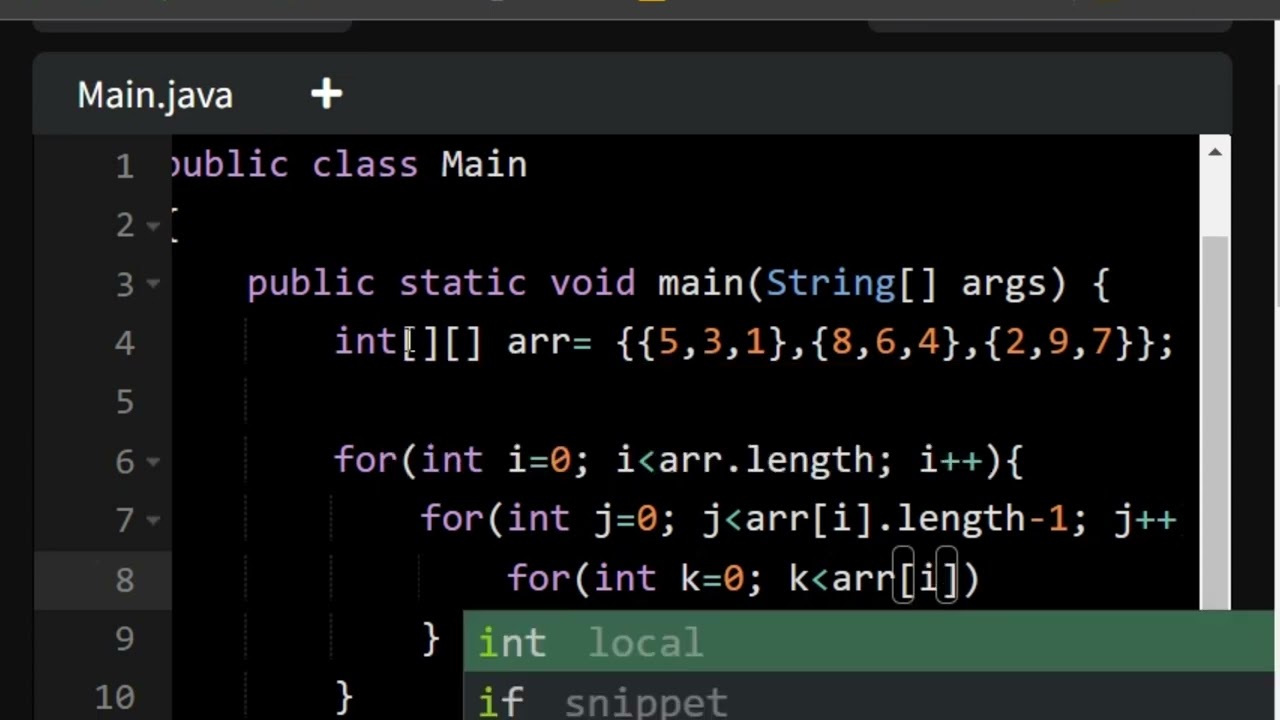Bubble Sort for 2D Array in Java || Java Tutorial || Sorting Algorithm