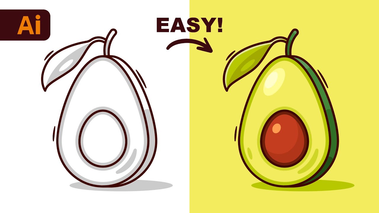 Adobe Illustrator Tutorial - How to Create an Avocado Vector (HD)