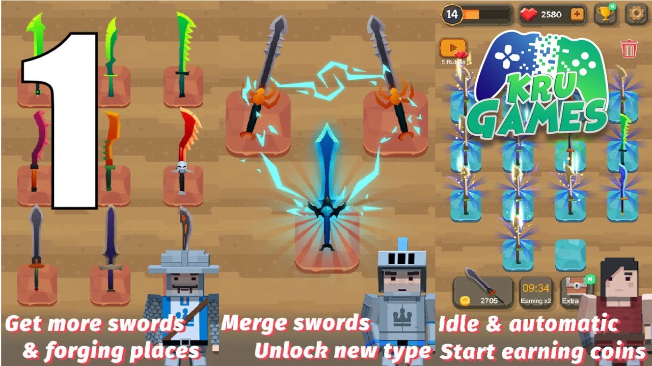 Merge Sword - Idle Blacksmith Master Gameplay Walkthrough #1 (Android, IOS)
