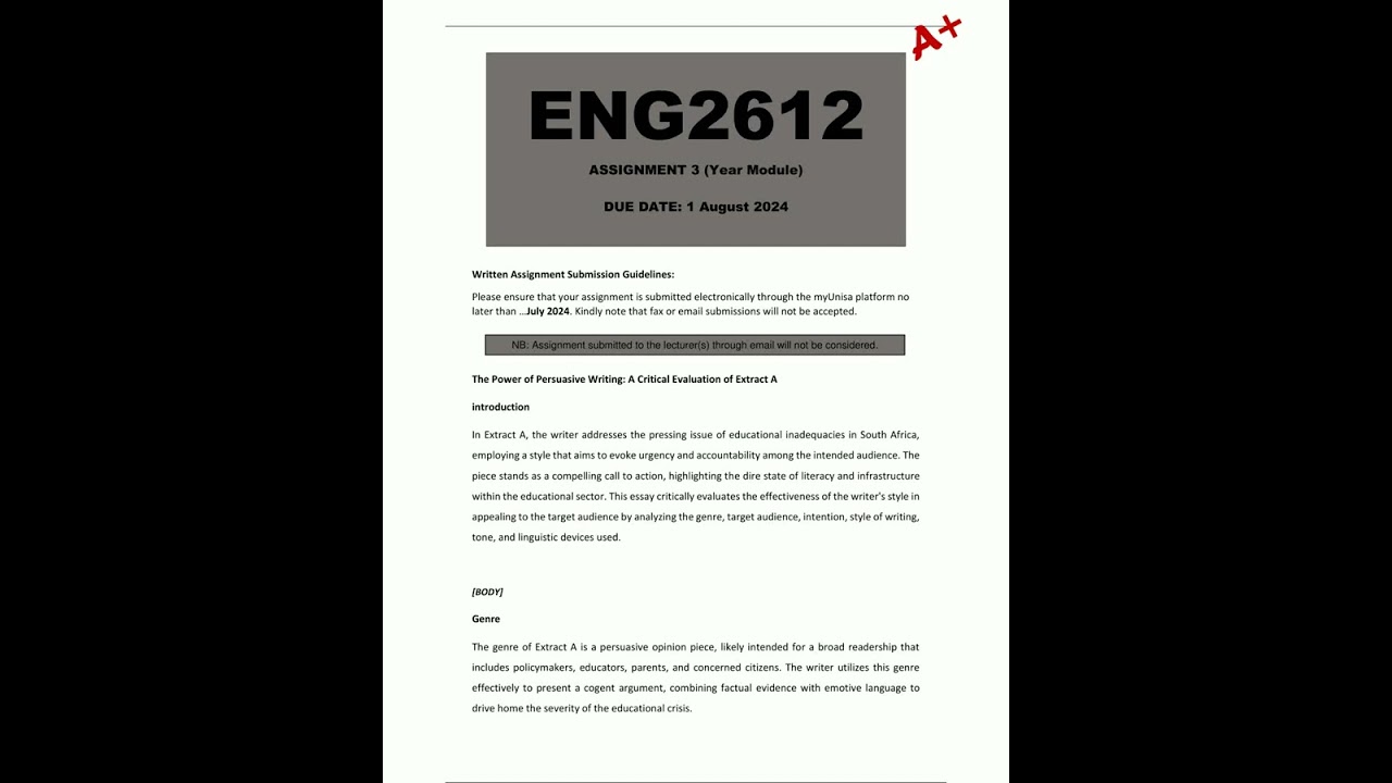 ENG2612 Assignment 3 Detailed Answers Year Module Due 1 August 2024