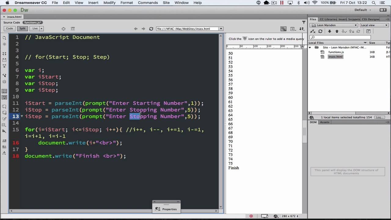 JavaScript For Do Loops User Defined Input