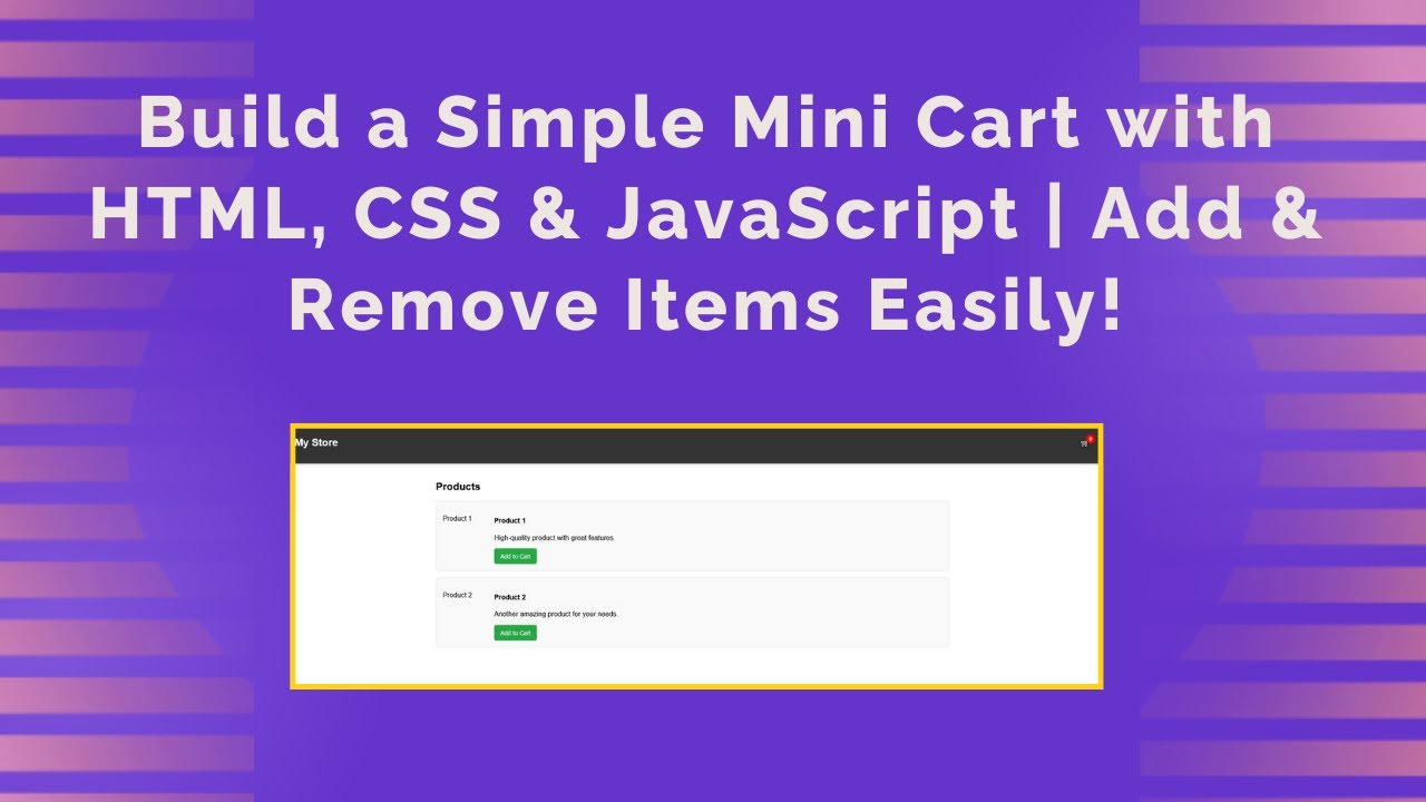 Build a Mini Cart with HTML, CSS & JavaScript | Add & Remove Items Easily!