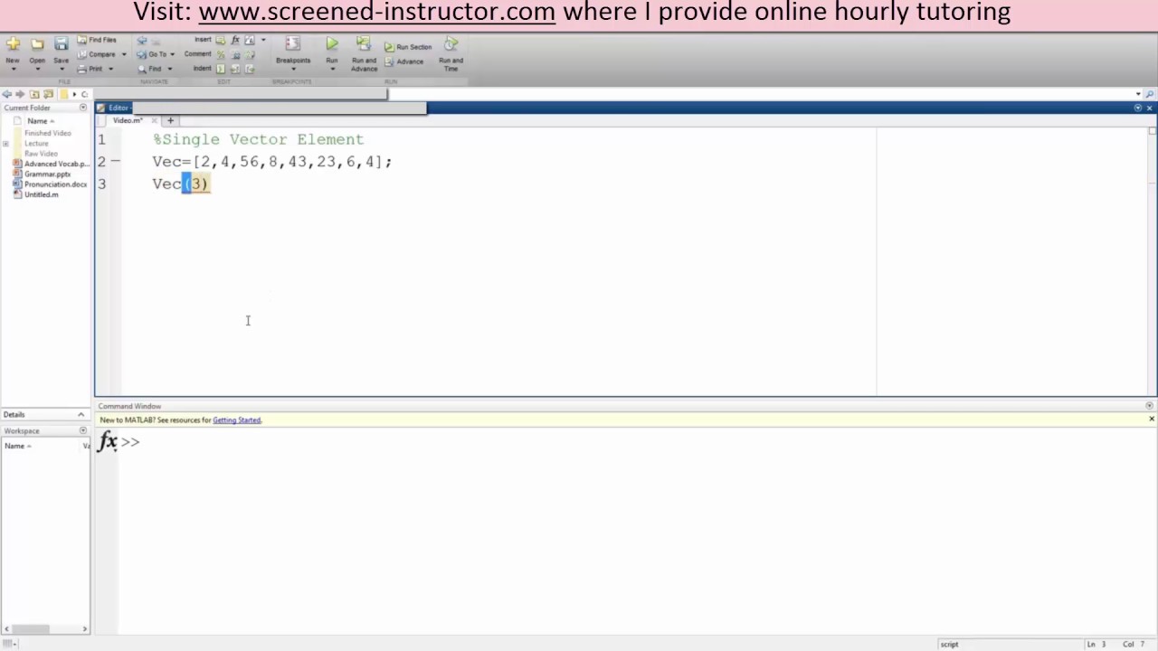 MATLAB- Single Vector Element