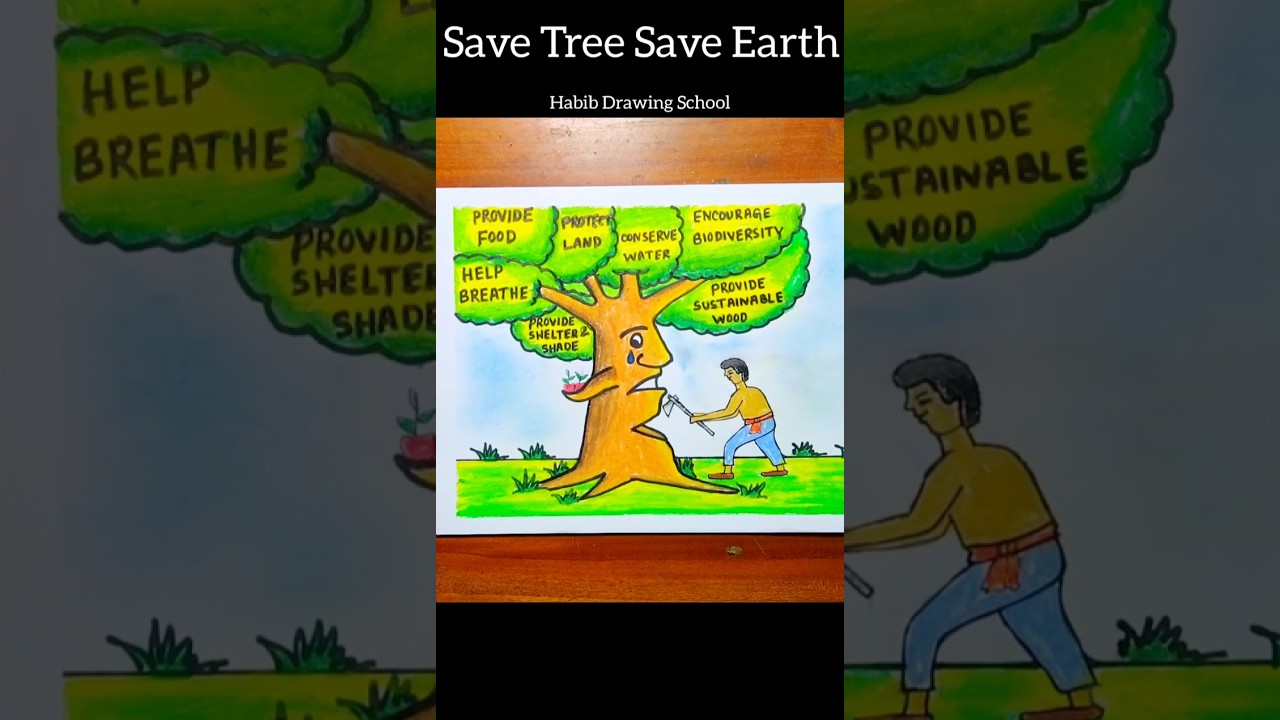Save Tree Save Earth Drawing #shorts #savetrees #drawing