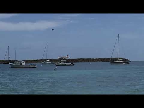 St. Thomas Airport runway view from the beach