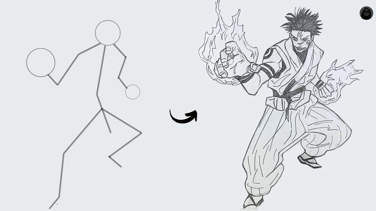 How to draw Ryomen Sukuna Full Body out of Stick Man | Easy Step by Step