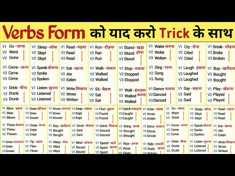 100 VERBS | Verb List V1 V2 V3 V4 V5 Forms | Verb Forms in English Grammar | Forms of Verbs