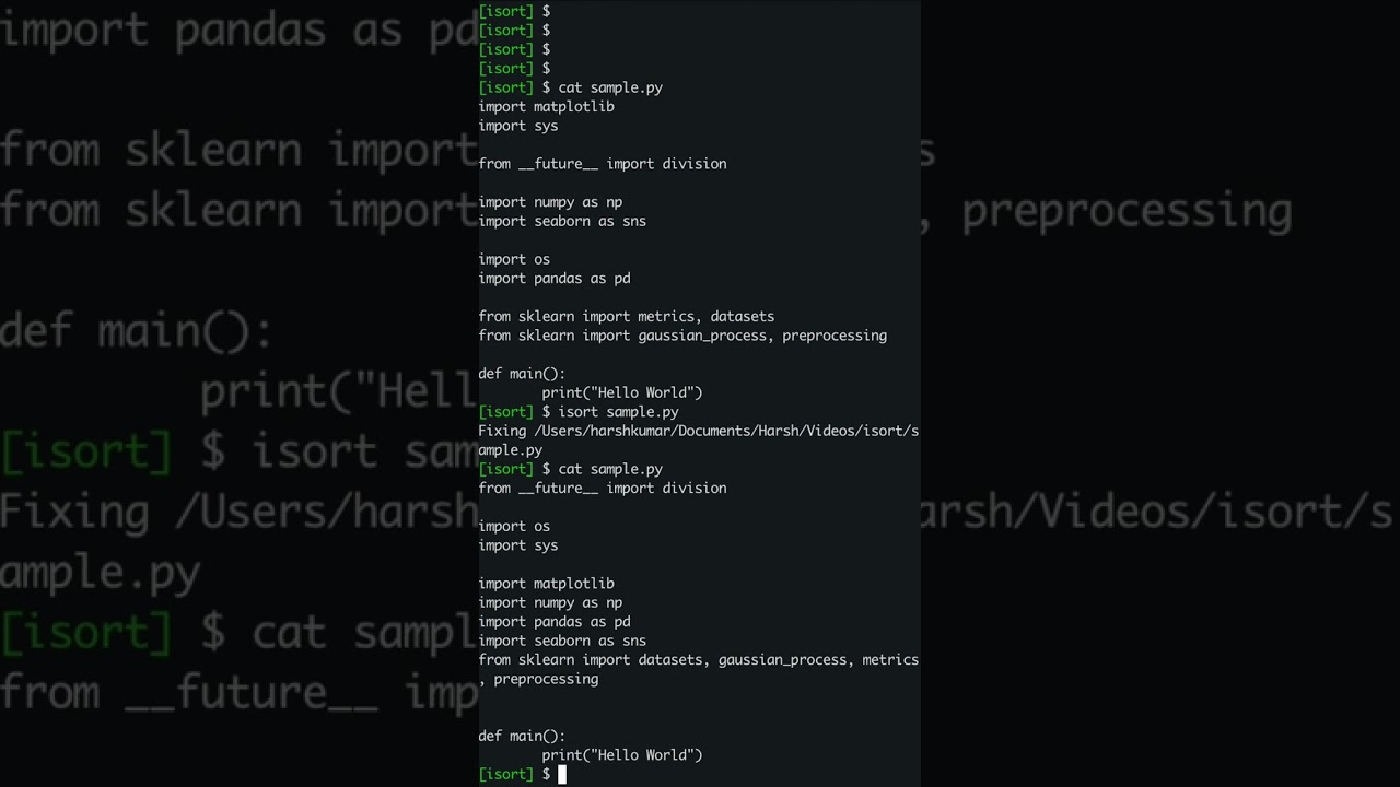 isort for sorting Python imports #shorts #python #datascience #tutorial