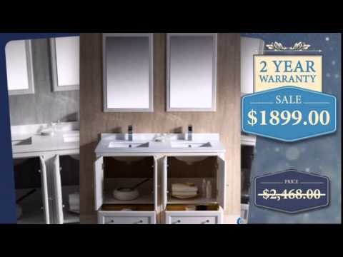 48 Inch Double Sink Bathroom Vanity in Antique White - uniquevanities.com