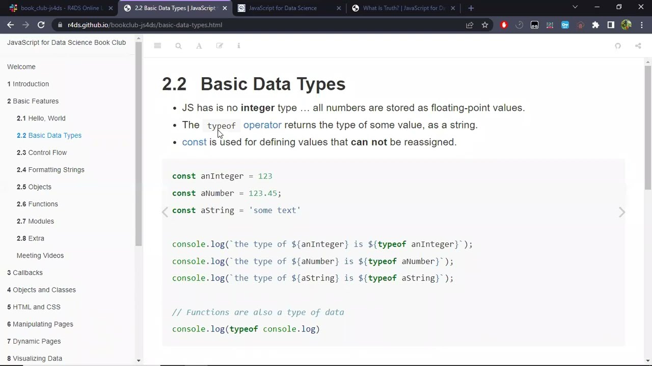 JavaScript for Data Science: Basic Features (js4ds01 2)