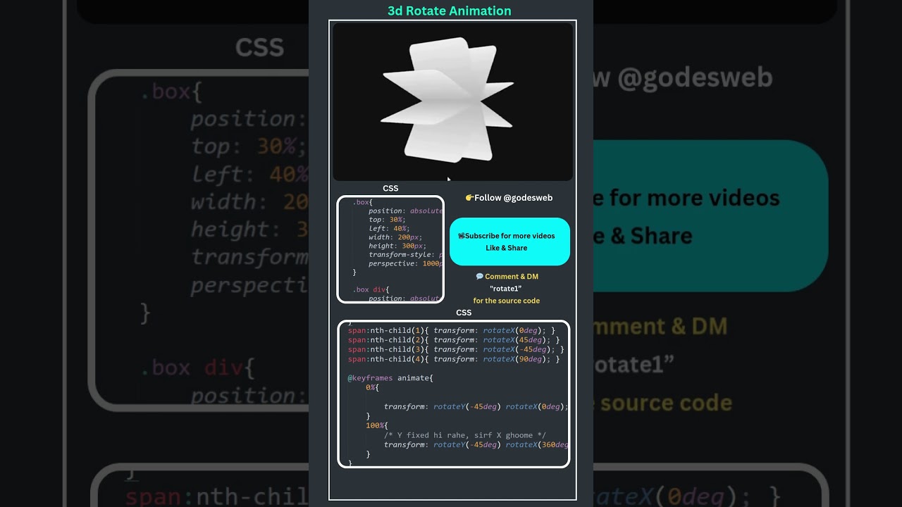 Crazy 3D Rotate Animation Using Only HTML & CSS 😱🔥