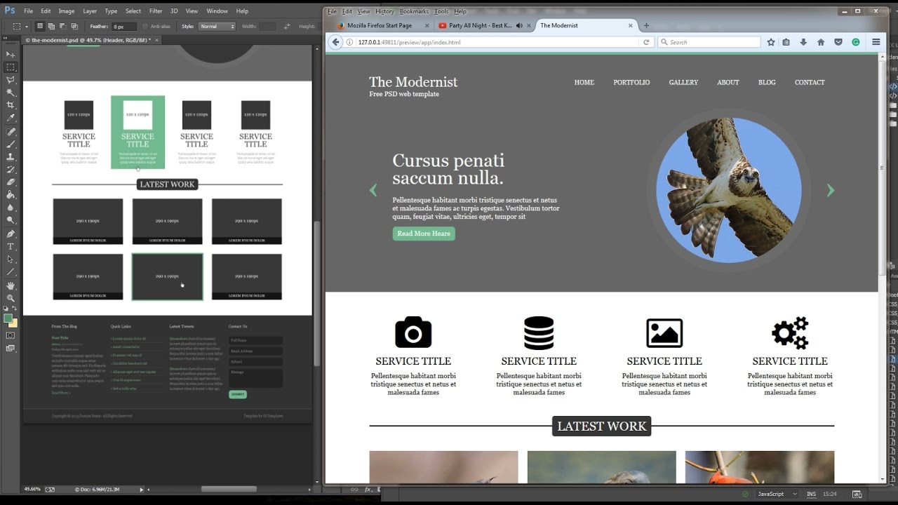 PSD to HTML/CSS and JQuery fully responsive front page website - speed coding