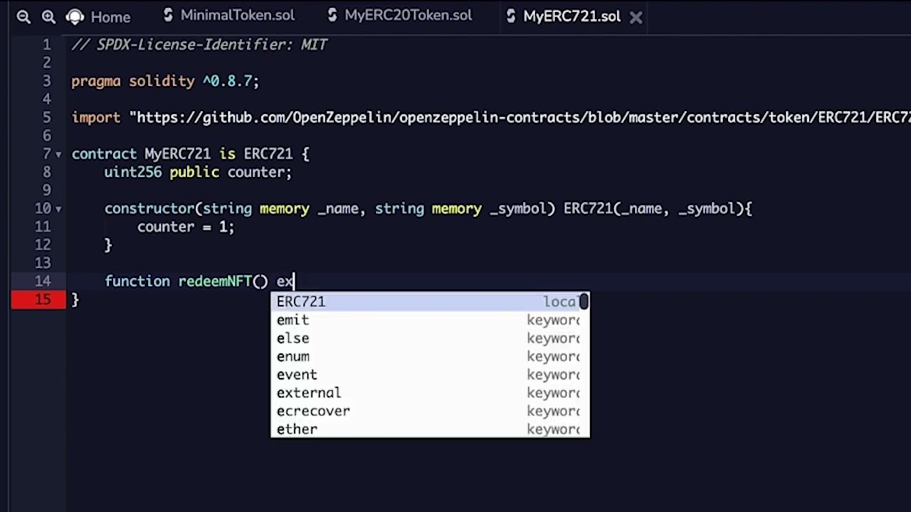 Implementing an ERC 721 Token